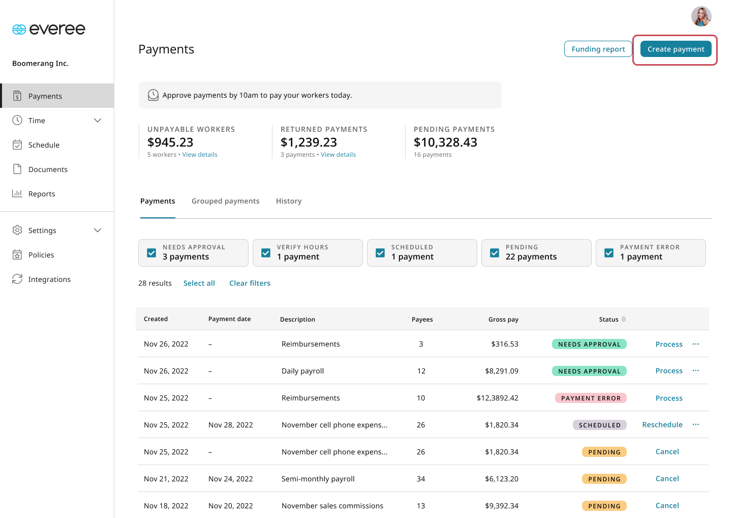How to approve and schedule a payment