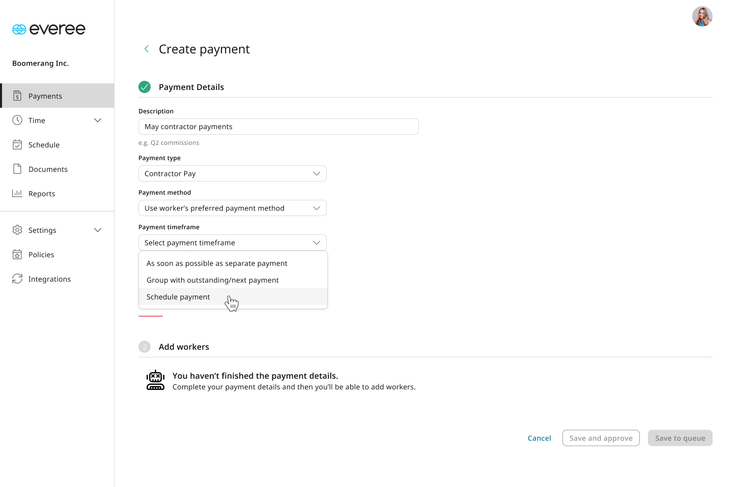 How to approve and schedule a payment