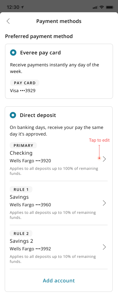 How to delete or update your direct deposit account information