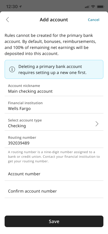 How to delete or update your direct deposit account information