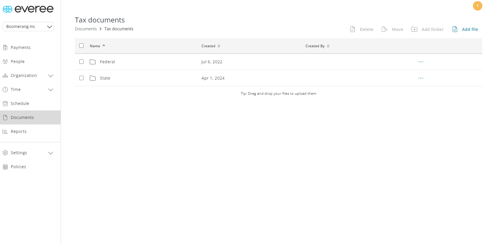 Where to find company tax documents